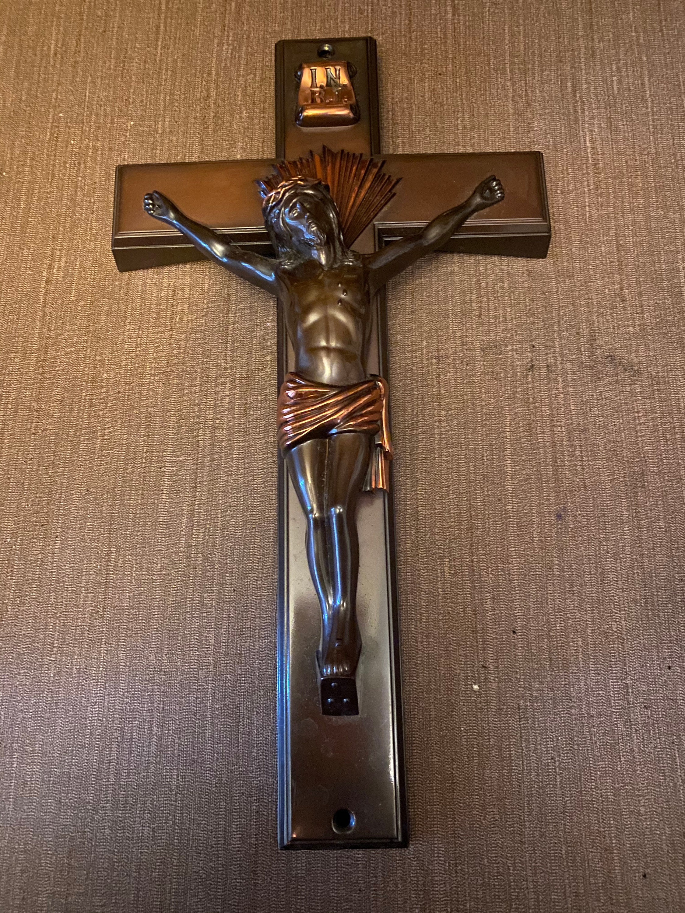 Beautiful 1950s Crucifix, 2-tone Bronze/brass, Modern/deco Parsons ...