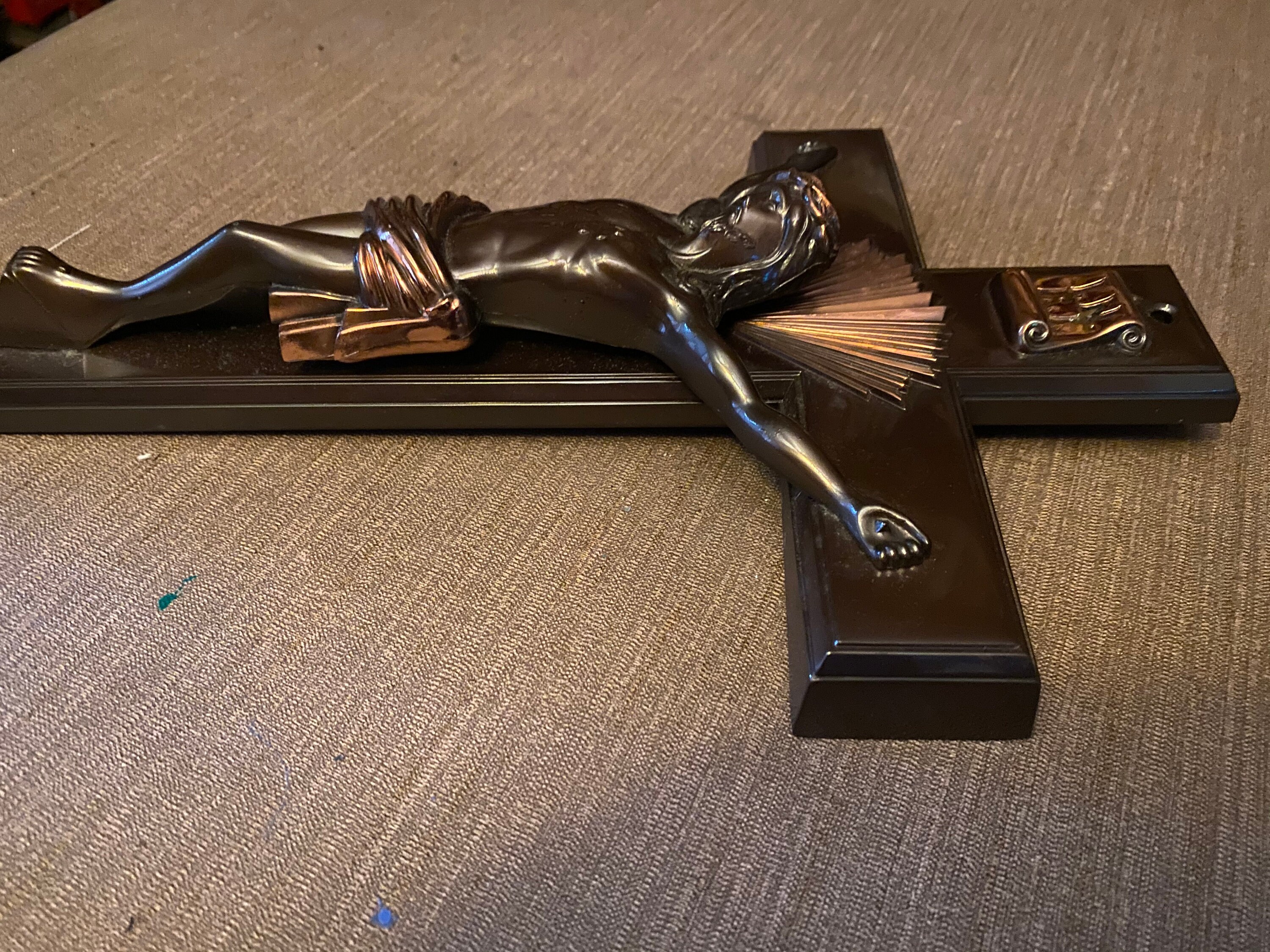 Beautiful 1950s Crucifix, 2-tone Bronze/brass, Modern/deco Parsons ...