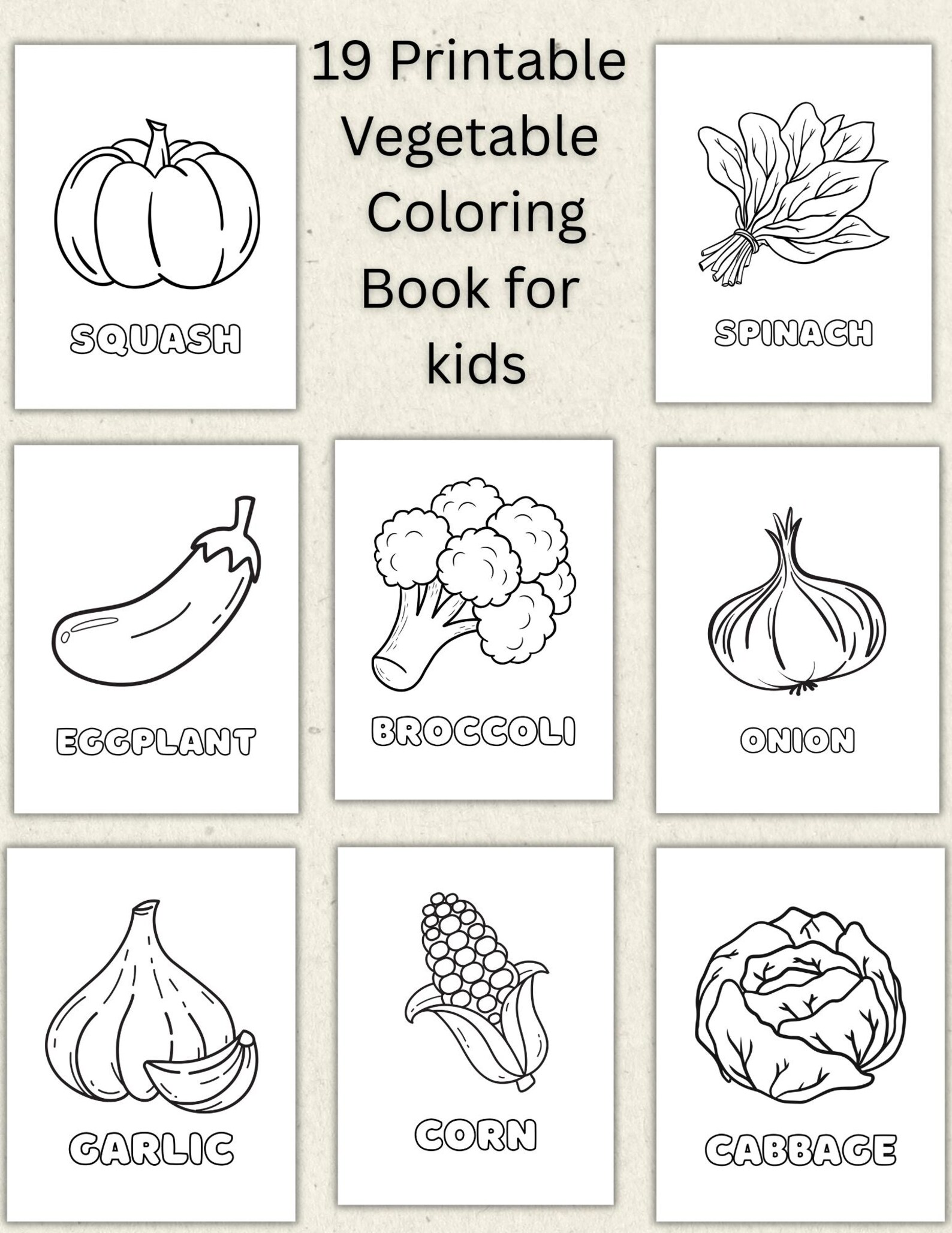 Printable Vegetables Coloring Book, Printable Vegetables Coloring Book ...