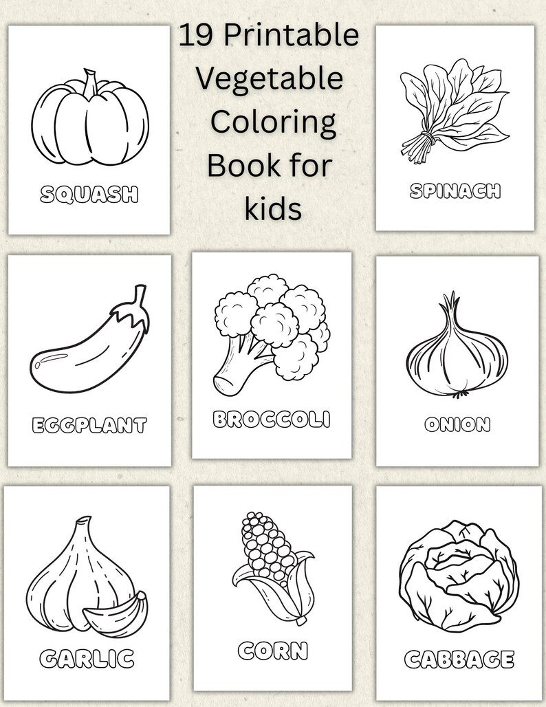 Printable Vegetables Coloring Book, Printable Vegetables Coloring Book ...
