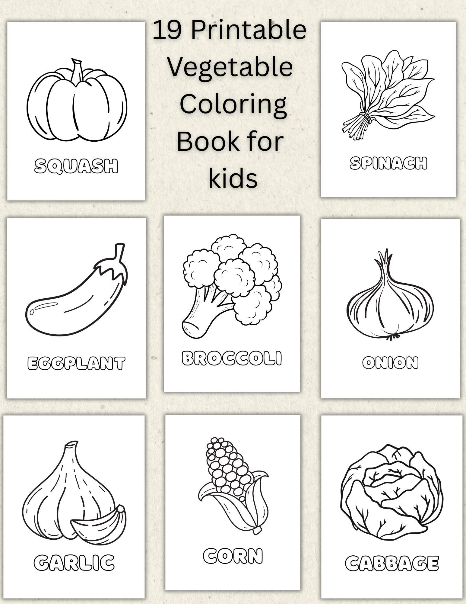 Printable Vegetables Coloring Book, Printable Vegetables Coloring Book ...