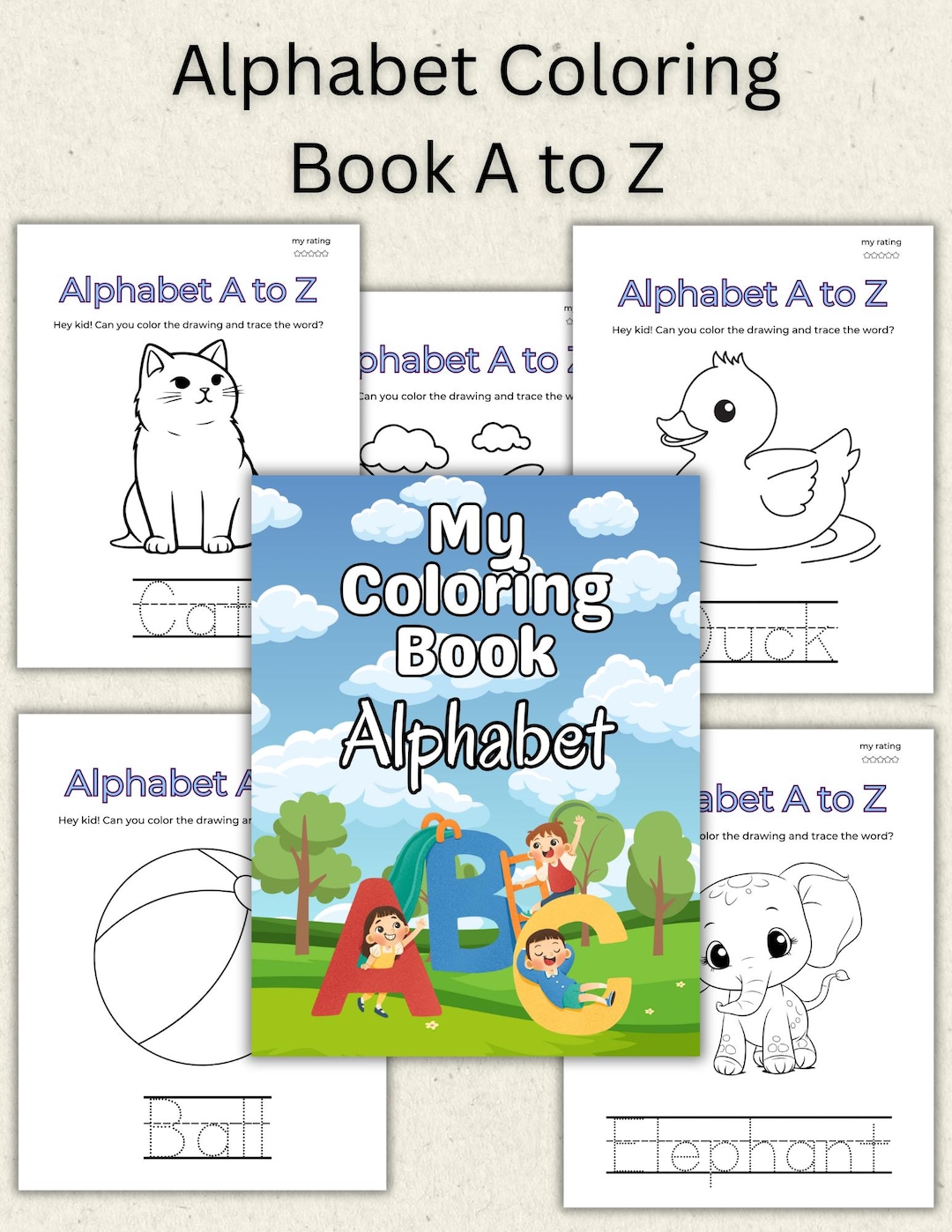 Alphabet ABC Coloring Book, Printable Alphabet Coloring Book, Kids ...