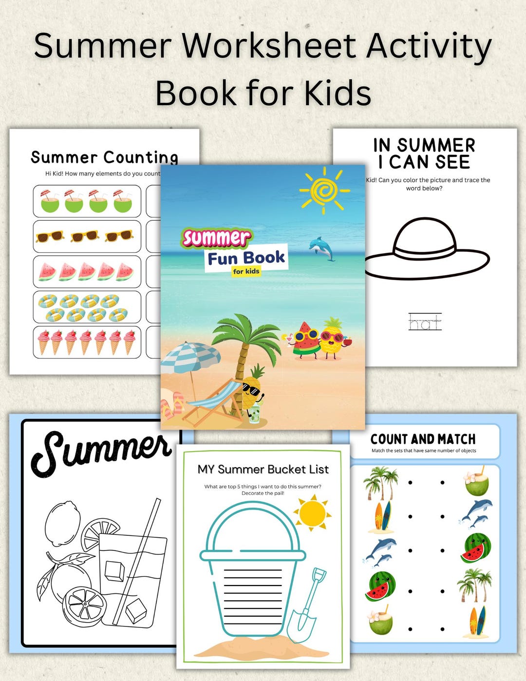 Printable Summer Worksheet Activity Book, Summer Kids Activities ...