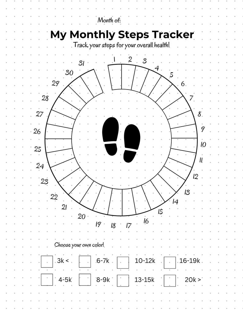 Printable Steps Tracker, Health & Fitness Planner, Simple Step Tracker ...