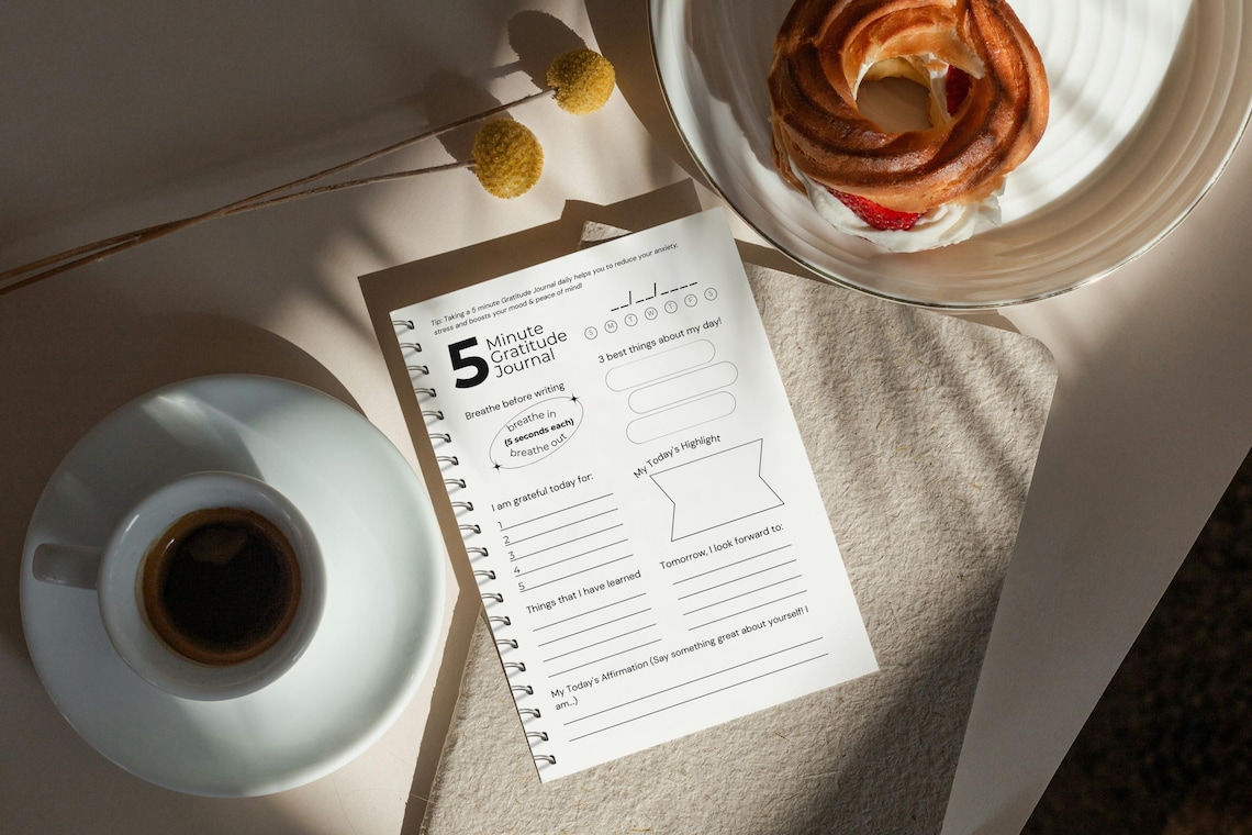 Printable 5-minute Gratitude Journal, Daily Gratitude Journal ...