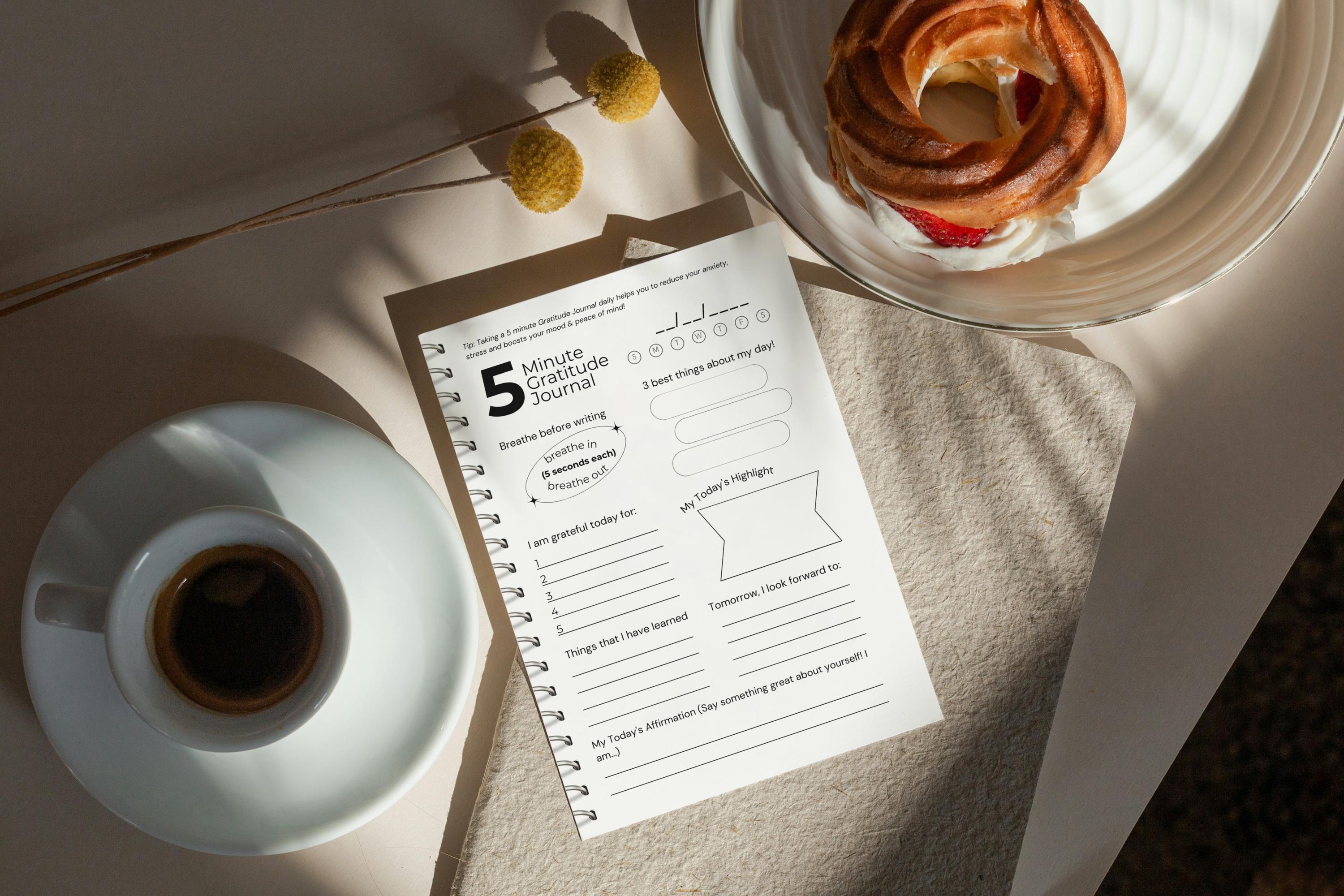 Printable 5-minute Gratitude Journal, Daily Gratitude Journal ...