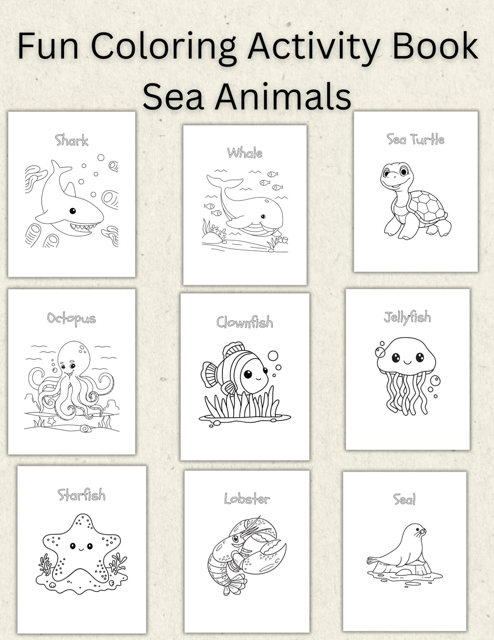 Printable Preschool Sea Animals Coloring Book, Animal Alphabet Coloring ...