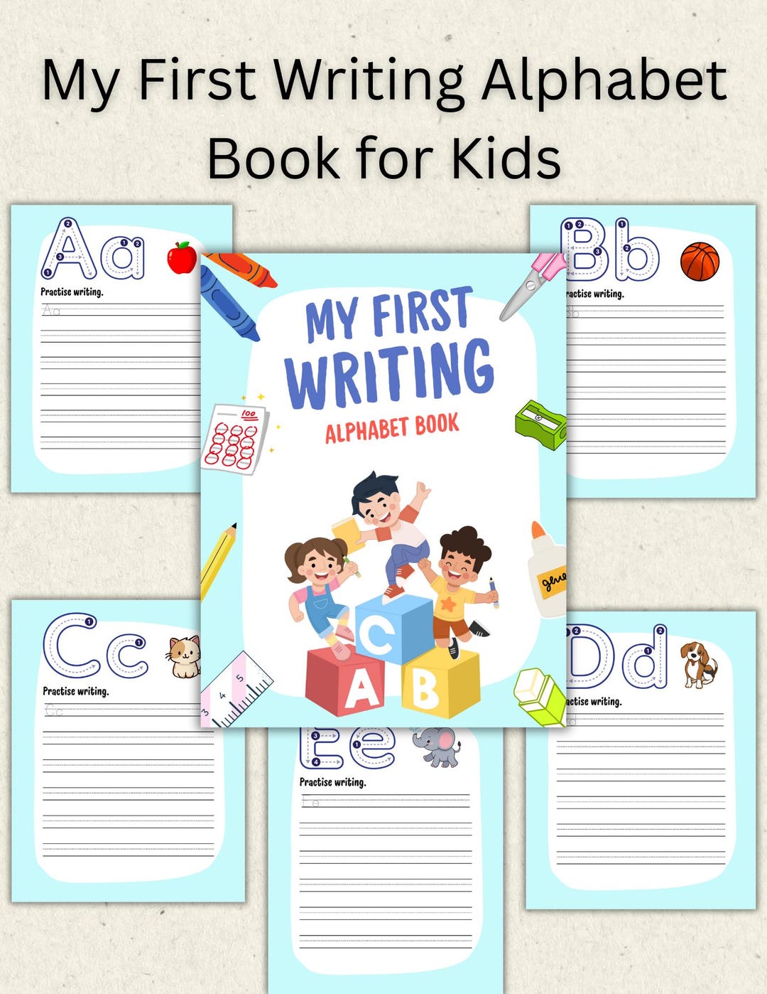 Printable My First Writing Book, Printable Alphabet Book, Printable ...