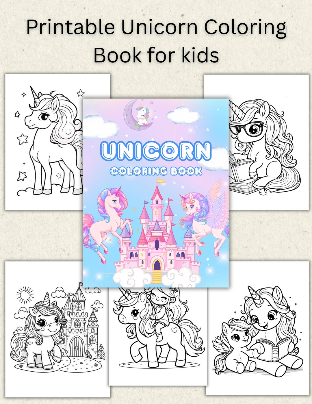 Printable Unicorn Coloring Book, Unicorn Coloring Book, Unicorn ...