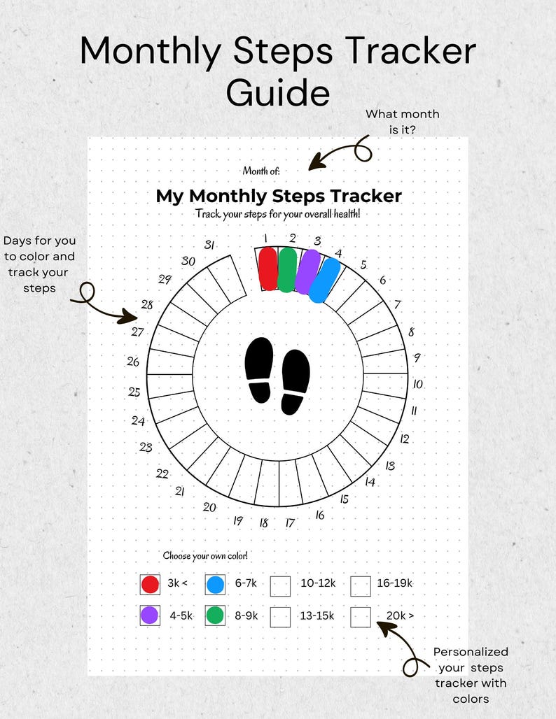 Printable Steps Tracker, Health & Fitness Planner, Simple Step Tracker ...