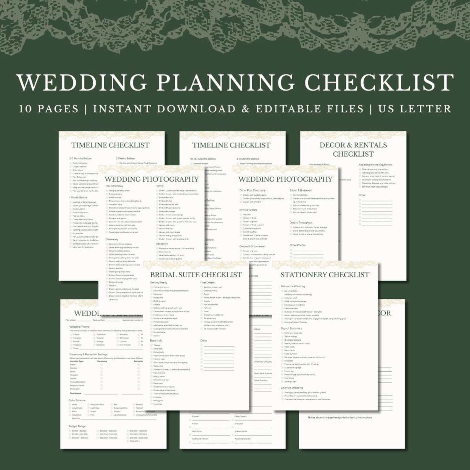 Editable Wedding Planning Checklist: Printable PDF & Canva Template - Etsy