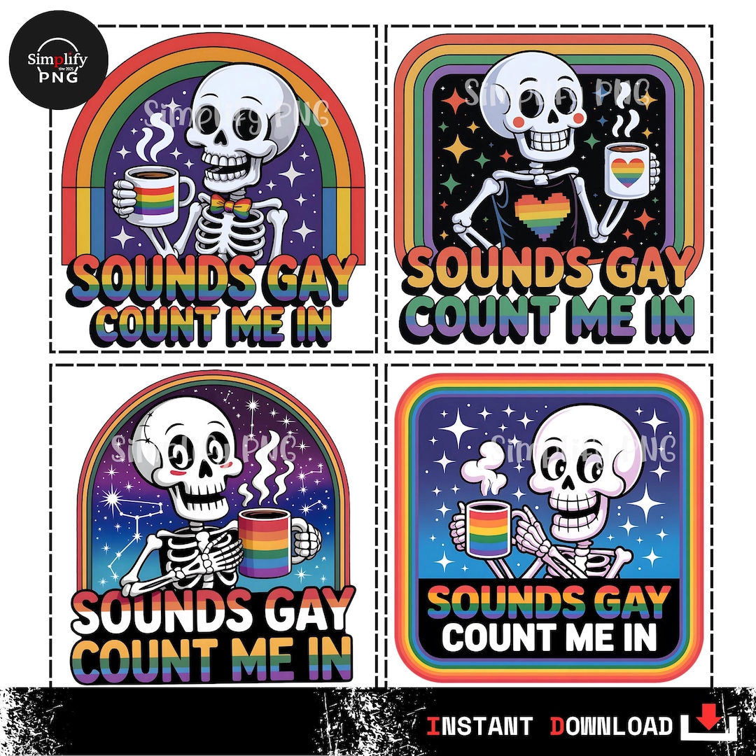 Pride Skeleton PNG: Sounds Gay Count Me In, LGBTQ Rainbow (digital ...