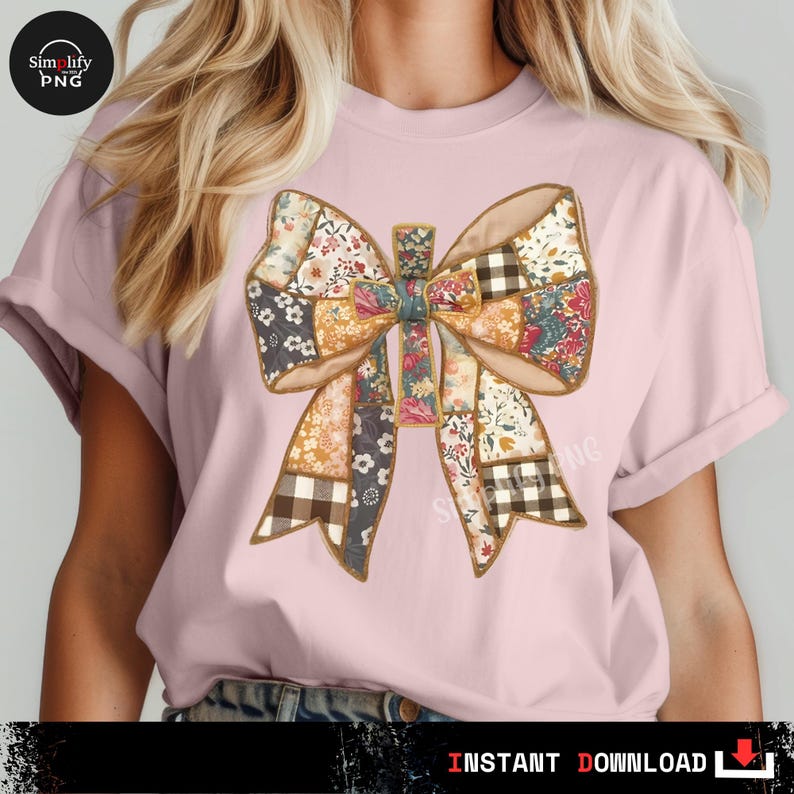 Patchwork Bow PNG: Floral Quilt Shirt Design (digital Download) - Etsy