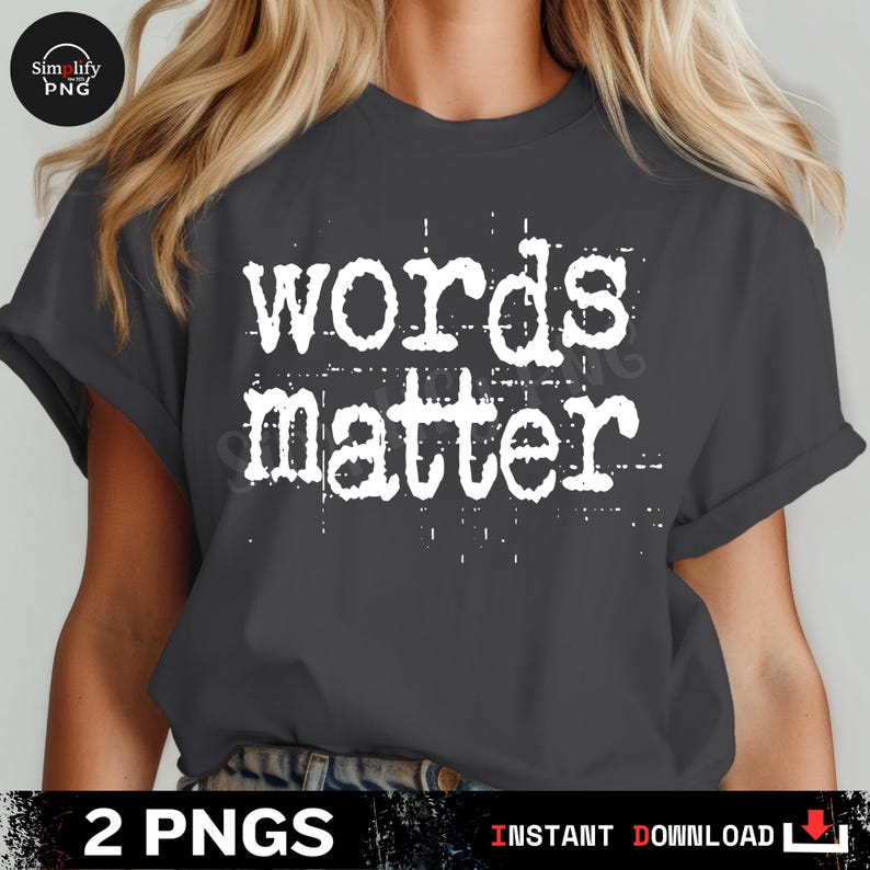 Words Matter Retro Typography PNG Bundle: Sublimation & DTF Design ...