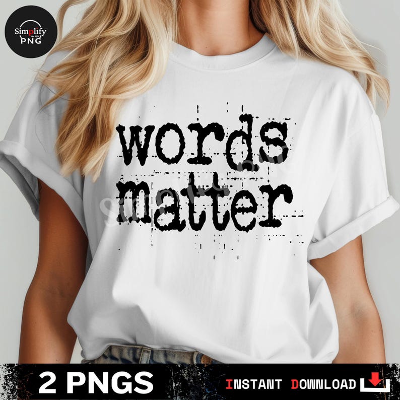 Words Matter Retro Typography PNG Bundle: Sublimation & DTF Design ...