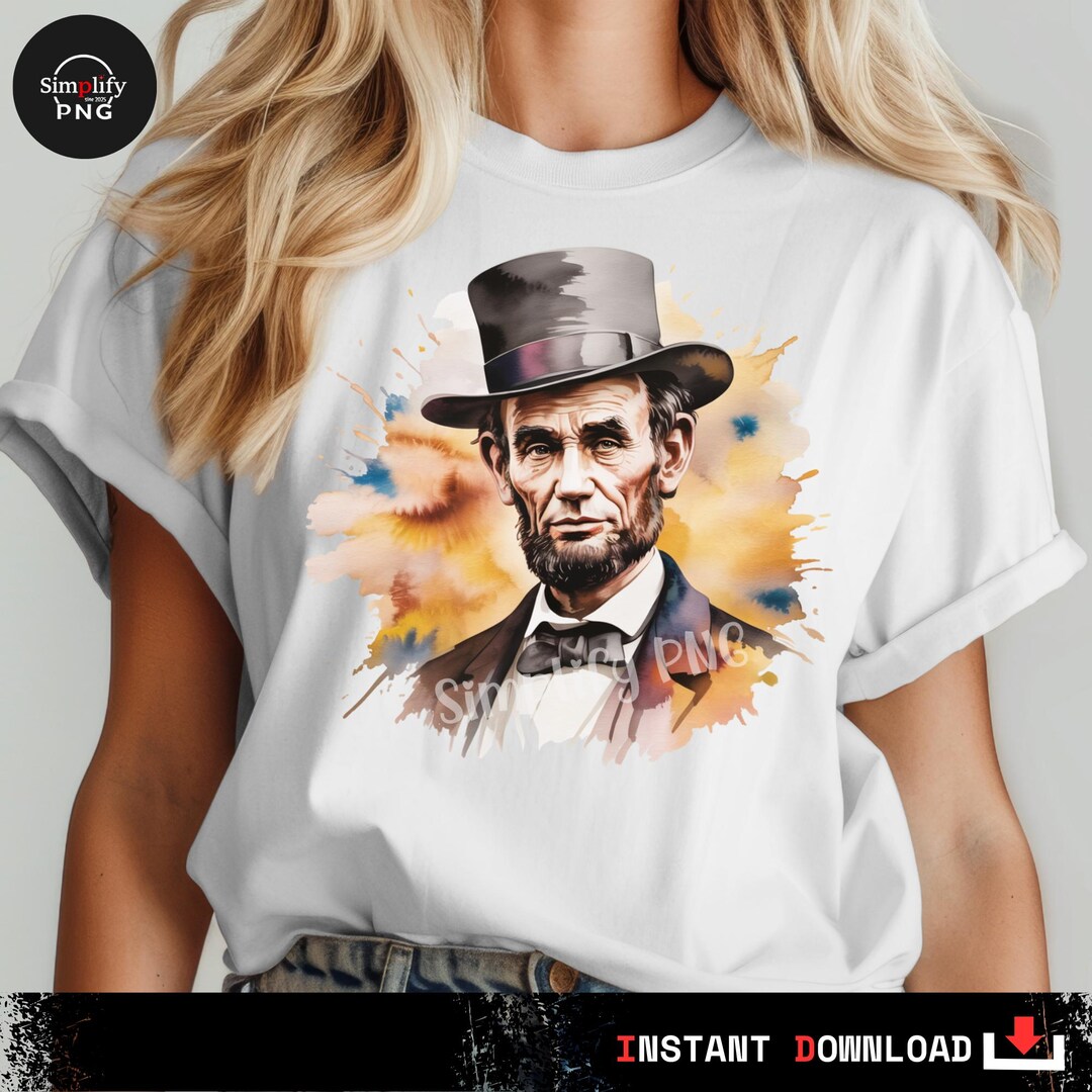 Watercolor Abraham Lincoln PNG: President Lincoln Printable Wall Art ...