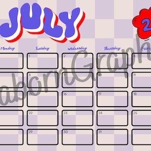 2025 Groovy Calendar Template - Etsy