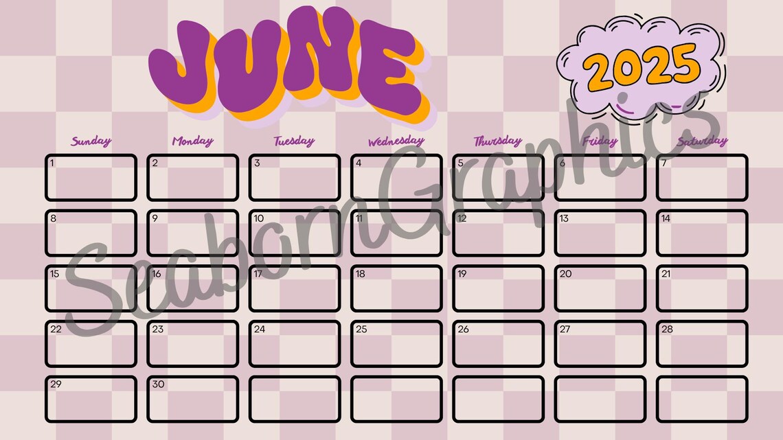2025 Groovy Calendar Template - Etsy