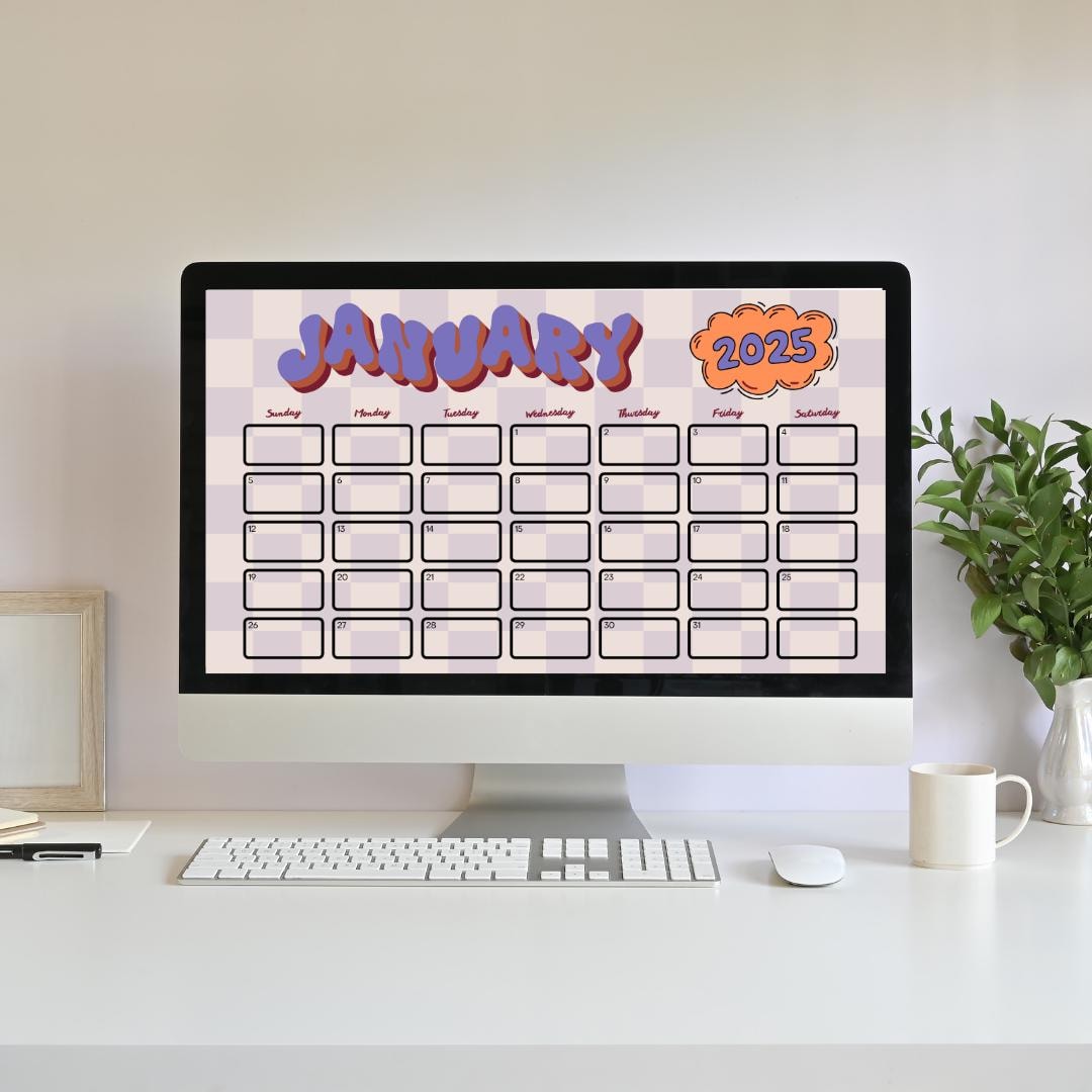 2025 Groovy Calendar Template - Etsy