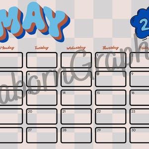 2025 Groovy Calendar Template - Etsy