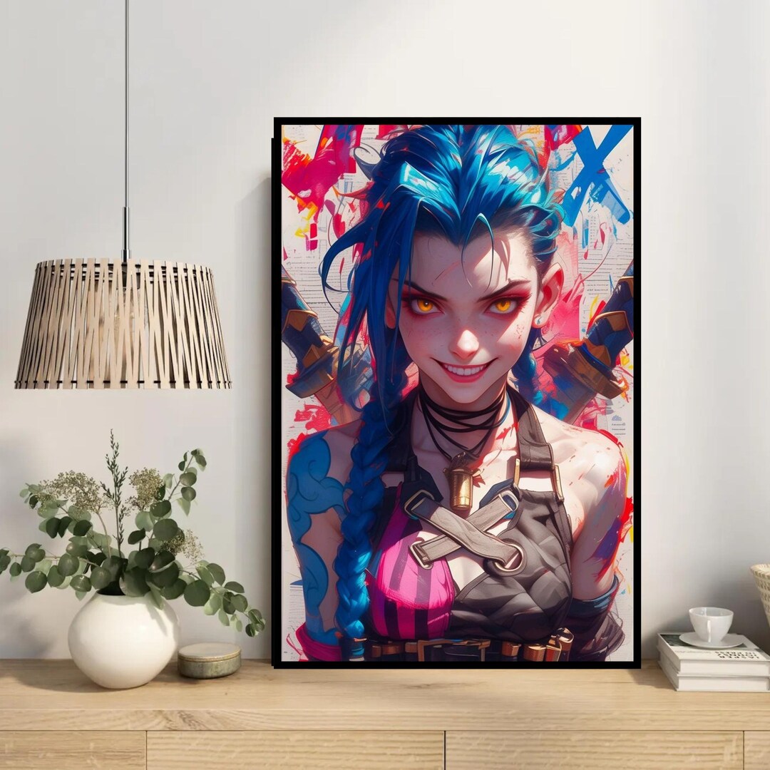 Jinx Arcane Poster - Close-up Jinx Wall Art, League of Legends Print ...