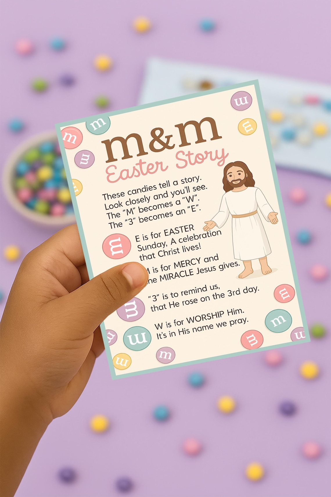 Printable Easter Story Card for Kids – Christian M&M Poem, Religious ...