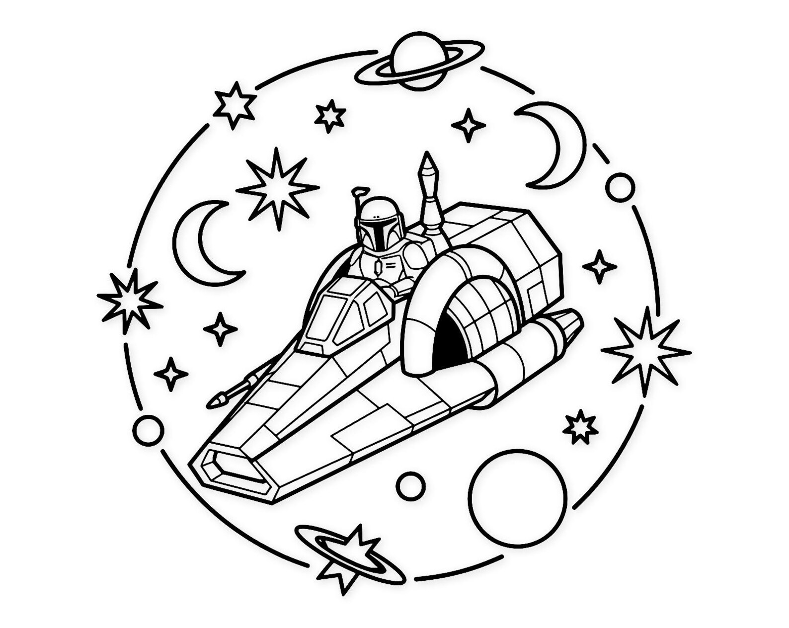 Starship Scene Svg Png: Clean Line Art for Vinyl Cutting - Etsy