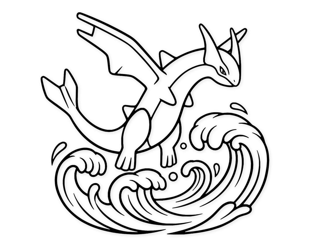 Lugia Waves Svg Png: Clean Line Art for Crafts - Etsy
