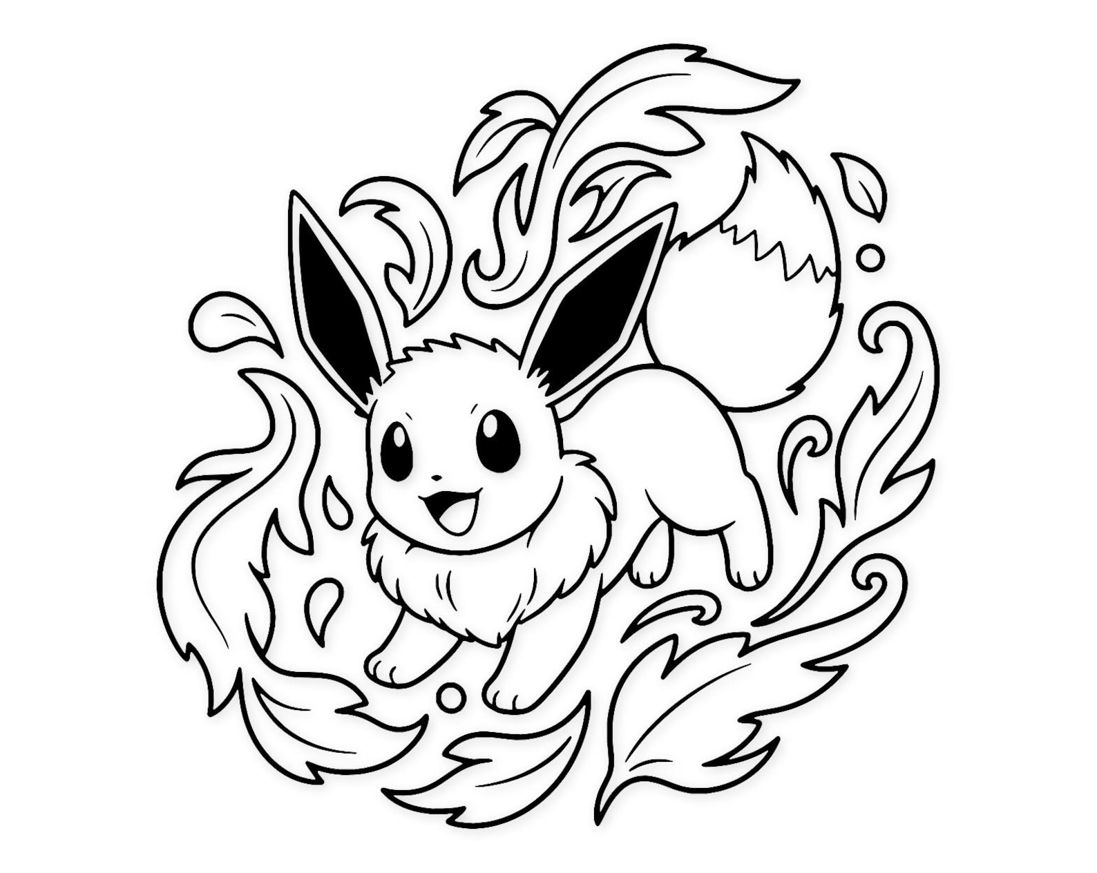 Eevee and Leaves Svg Png: Cut Ready Digital Design for Cricut ...