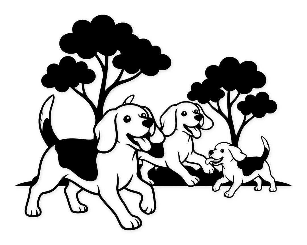 Beagle Family Scene Svg Png: Cute & Bold Design for T-shirts - Etsy