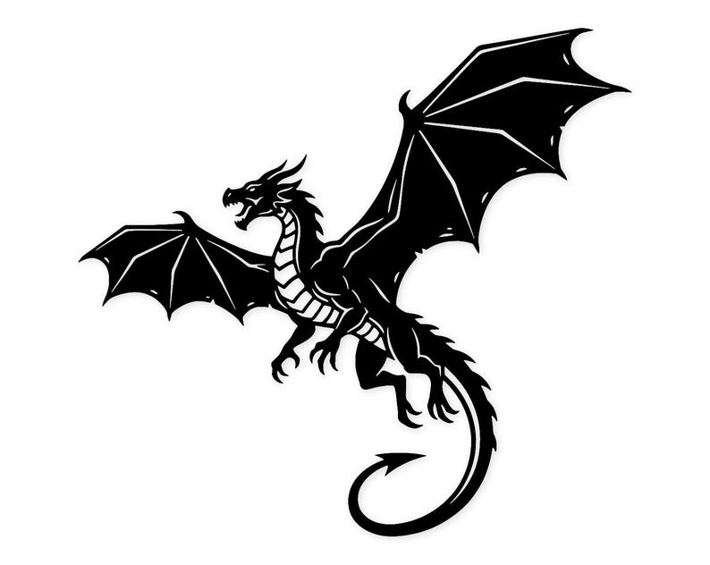Dragon Silhouette Svg Png: Bold High Contrast Design for Crafts - Etsy