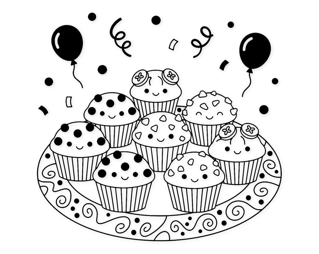 Muffins Celebration Scene Svg Png: Minimalist Design for Party Decor - Etsy
