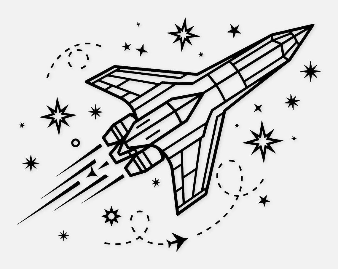 Starship Scene Svg Png: Bold Line Art for T-shirts - Etsy