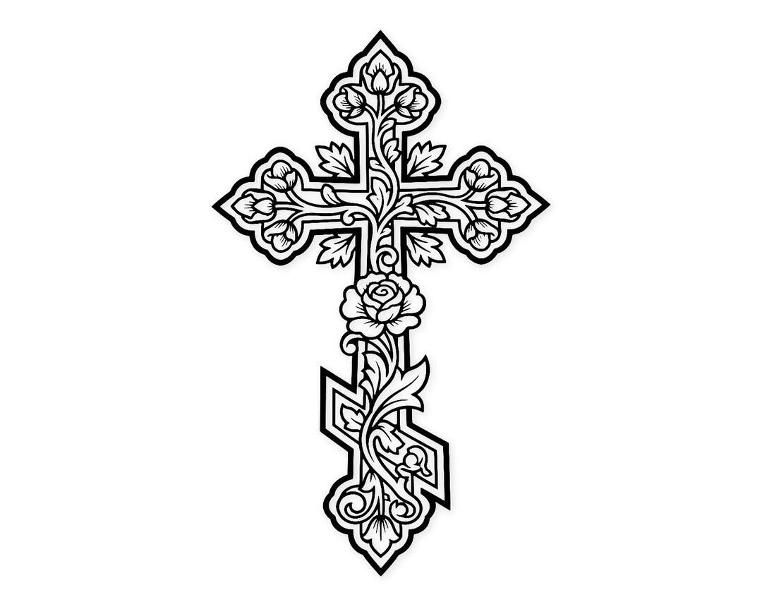 Ornate Orthodox Cross Svg Png: Elegant Digital Design for Cricut - Etsy