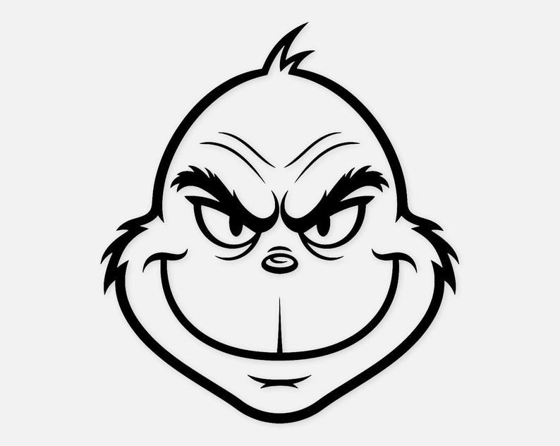 Grinch Sneering Face Svg Png: Bold Minimalist Design for Cut Files - Etsy