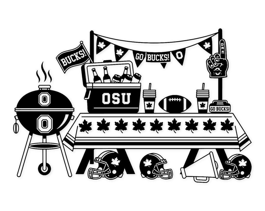 Tailgate Party Scene Svg Png: Bold Black-and-white Design for Football ...