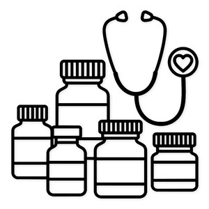 Medication Scene Svg Png: Bold Outline Digital Design for Health ...