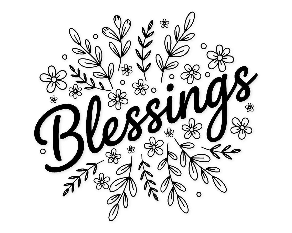 Blessings Svg Png: Elegant Floral Design for Home Decor - Etsy