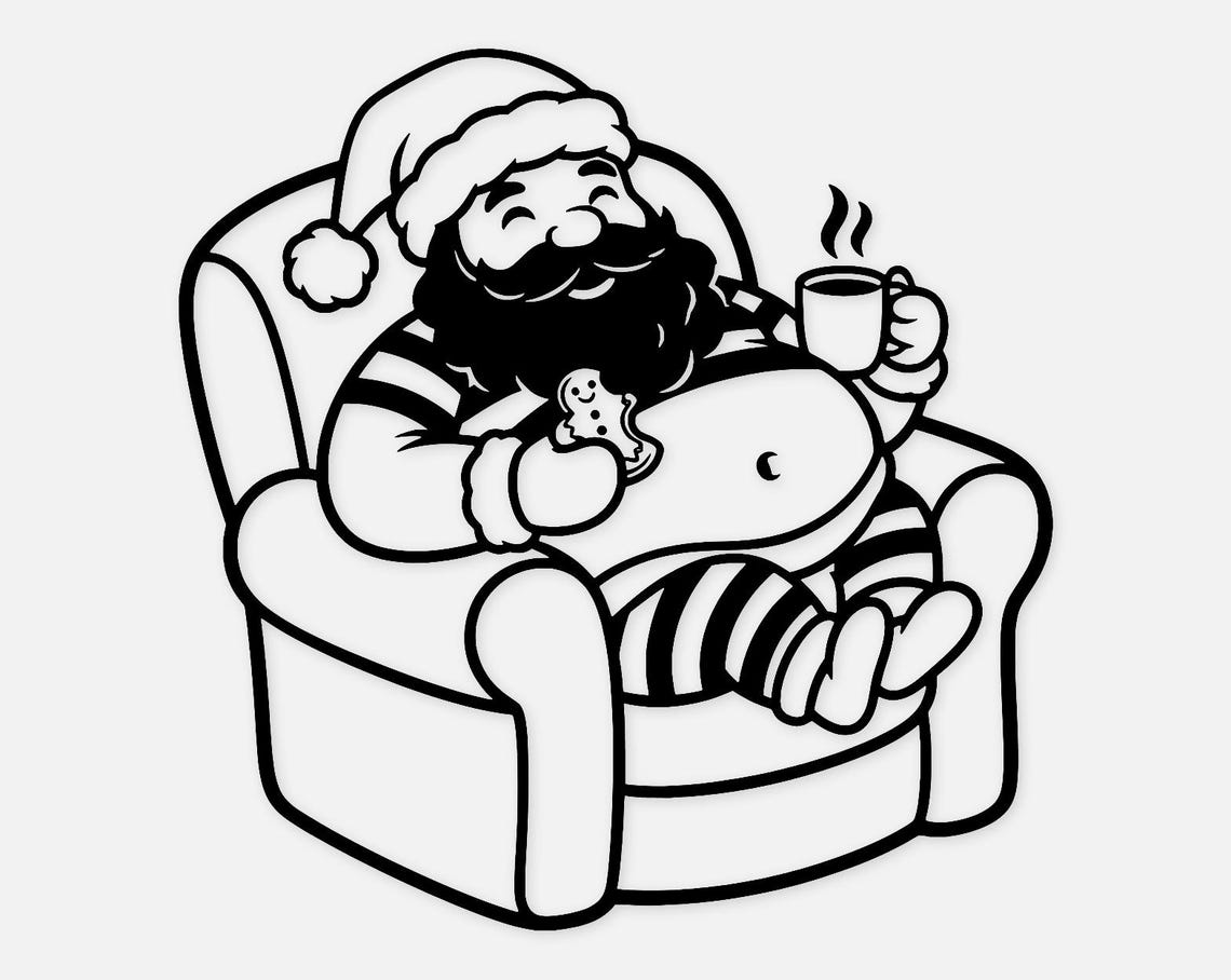 Santa Snoozing Svg Png: Cute Minimalist Design for Holiday Crafts - Etsy