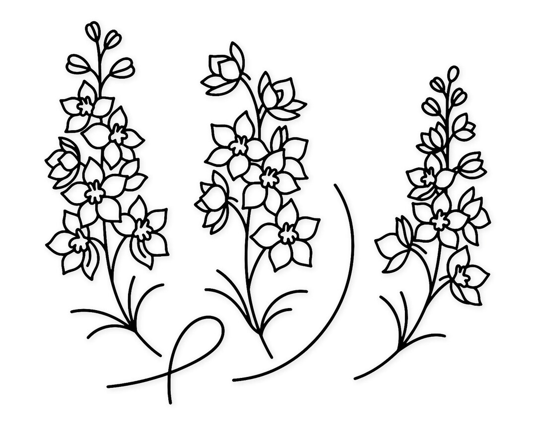 Larkspur Cluster Svg Png: Bold Black and White Floral Design for Crafts ...