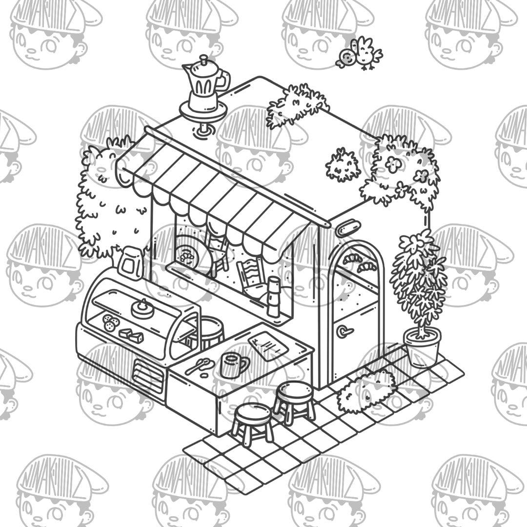 Cozy Café Coloring Page / Digital Download - Etsy