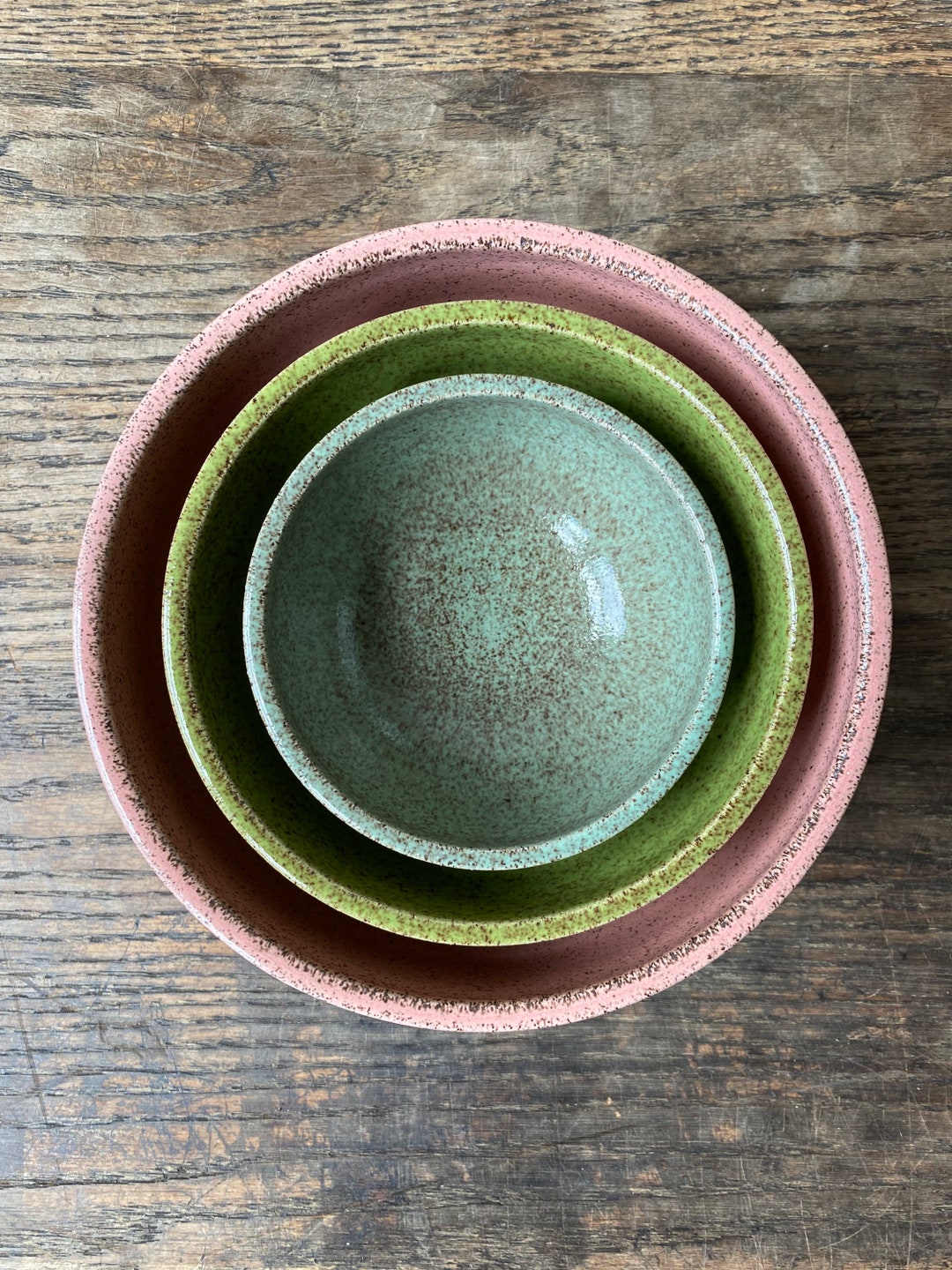 MADE TO ORDER Solid Glazed, Wheel Thrown Speckled Stoneware Nesting ...