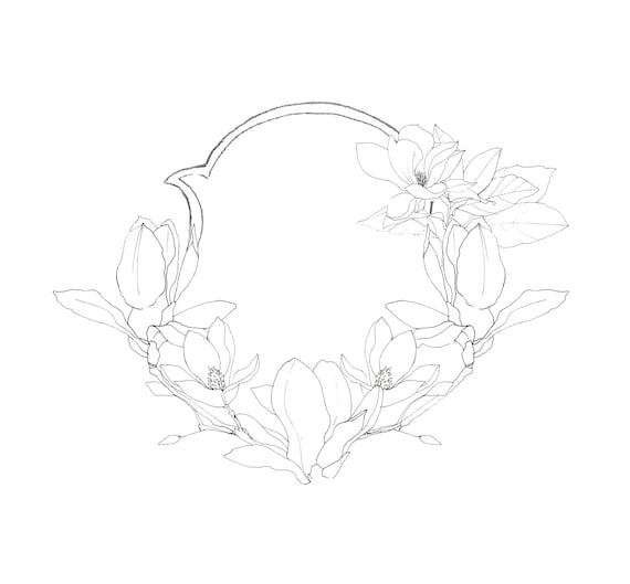 Floral Crest & Wreath Design Instant Download PNG and JPEG | Etsy