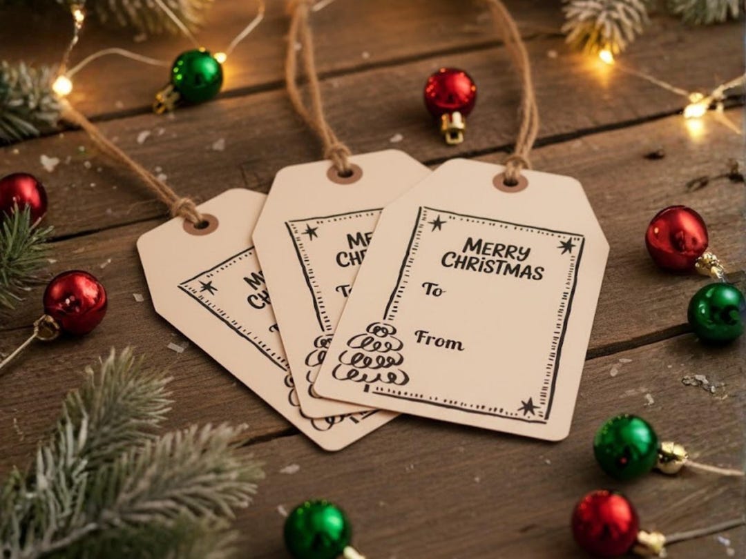 Printable Christmas Gift Tags | 36 Holiday Labels (A4 & US Letter Pdfs ...