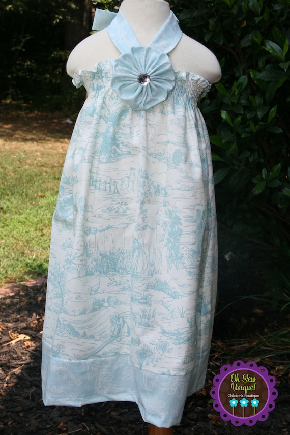 Items similar to GORGEOUS Aqua blue toile dress on Etsy