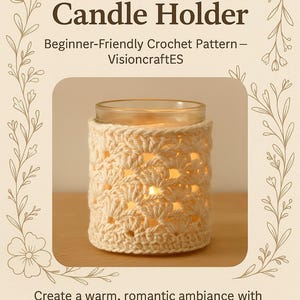 Boho Crochet Candle Holder Pattern – PDF Cozy Candle Sleeve – Beginner ...