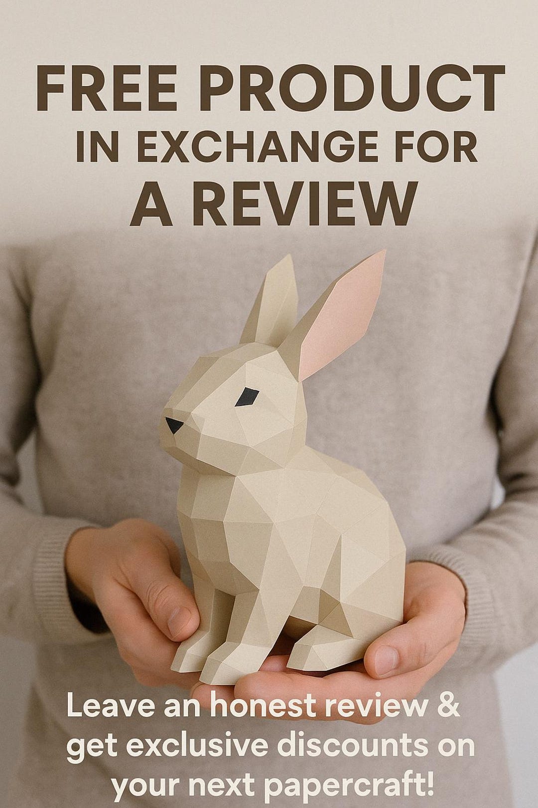 Papercraft Bunny Template - 3D Low Poly Rabbit PDF - DIY Origami Animal ...