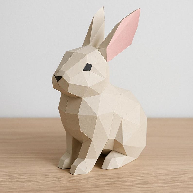 Papercraft Bunny Template - 3D Low Poly Rabbit PDF - DIY Origami Animal ...