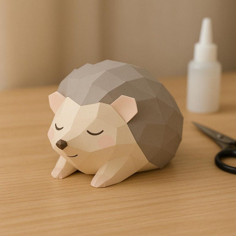 Papercraft Hedgehog Template - 3D Low Poly PDF Model - DIY Paper Animal ...