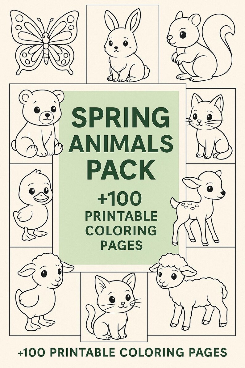 Spring Animals Coloring Pages – 100+ Printable PDF for Kids – Easter ...